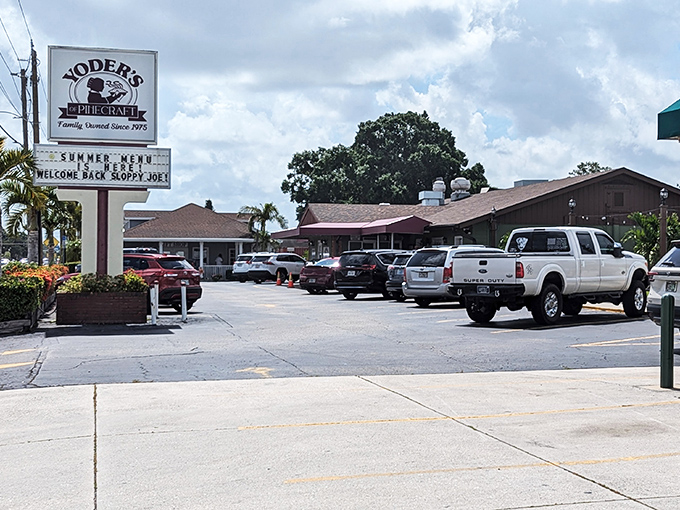 The unassuming exterior of Yoder's belies the culinary treasures within. Like finding a Picasso at a yard sale, this modest green building houses flavor masterpieces.