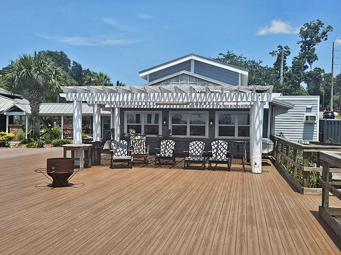 Rustic charm meets waterfront magic at Skipper's Fish Camp, where that metal roof has sheltered countless seafood revelations and happy stomachs.