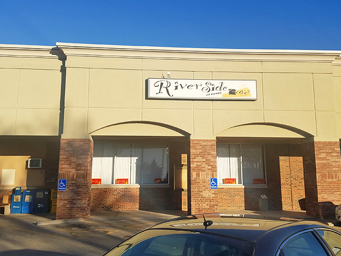 The unassuming storefront of Riverside Cafe hides culinary treasures within. Like finding a diamond in a strip mall setting.