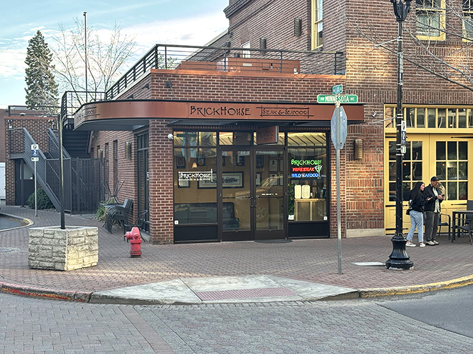 The unassuming brick exterior hides culinary greatness like Clark Kent's glasses hide Superman. Downtown Bend's worst-kept delicious secret.