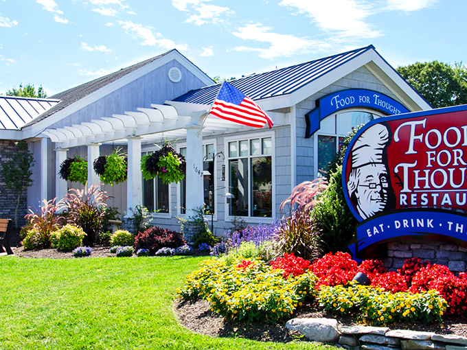 The unassuming stone exterior of Food For Thought belies the culinary treasures within. Like a good book, never judge a restaurant by its cover.