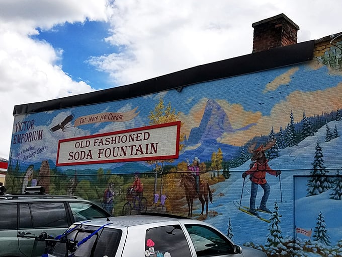 The red-trimmed storefront proudly announces its claim to fame&mdash;home of the world-famous huckleberry milkshake. Small town, big flavor.