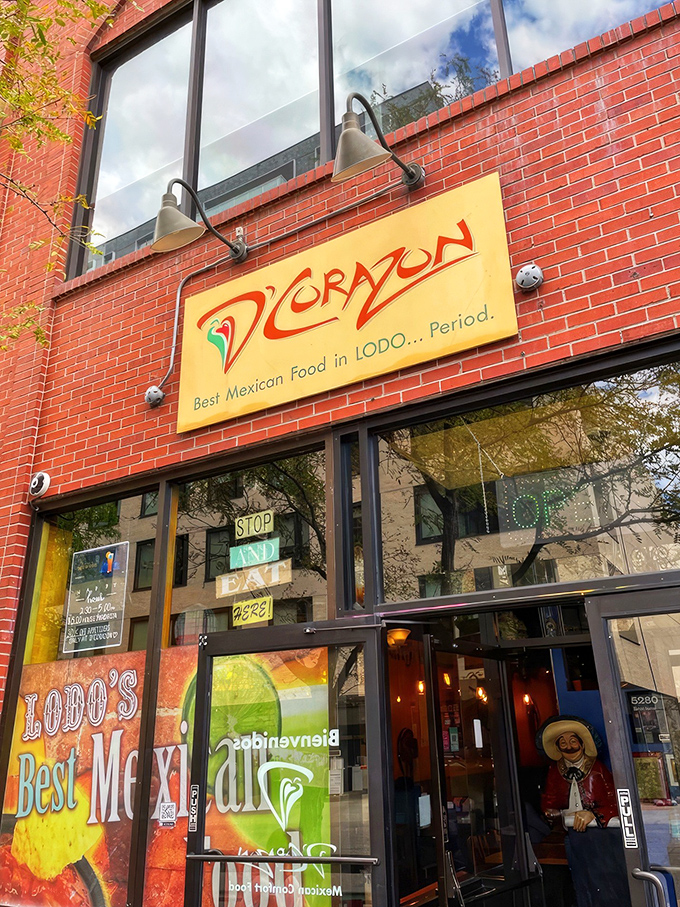 Brick, bold, and unabashedly confident &ndash; D'Corazon's exterior makes a simple promise with its "Best Mexican Food in LODO" claim that the kitchen fully intends to keep.