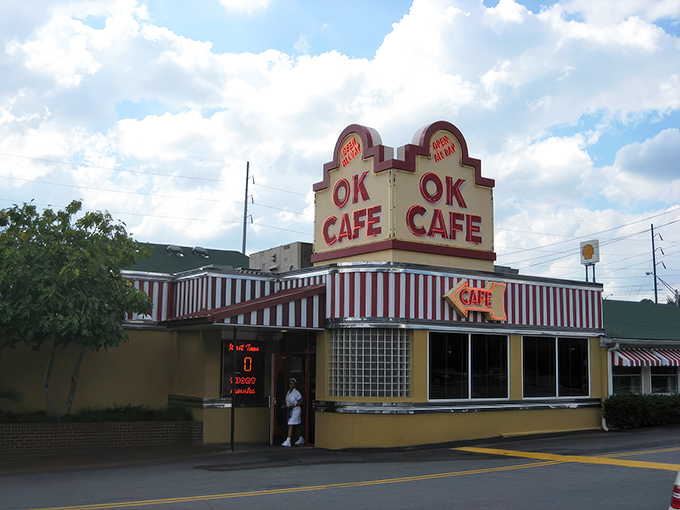 That iconic yellow exterior with red-striped awning isn't just eye-catching&mdash;it's a time machine to when diners were the cornerstone of American social life.