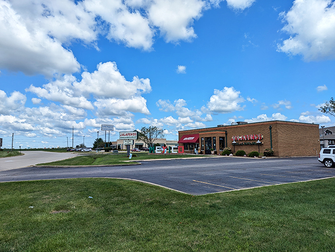 The red sign beckons like a culinary lighthouse on the Illinois prairie&mdash;Jalapenos stands ready to rescue you from mundane meals with its brick-and-mortar promise of Mexican delights.