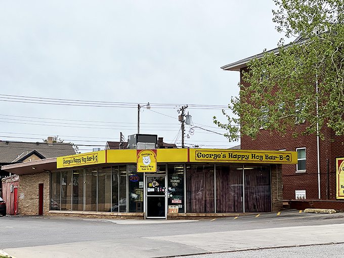 That bright yellow awning isn't just a color choice—it's a beacon of barbecue hope on the Oklahoma City horizon. No fancy frills needed when the smoke speaks for itself.