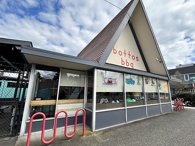 The A-frame architecture isn't just eye-catching&mdash;it's a smoke signal to barbecue lovers that something magical awaits inside this Portland landmark. 