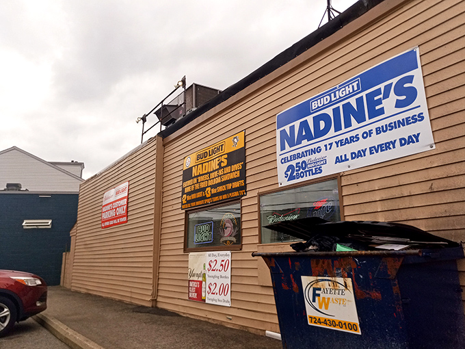 The unassuming exterior of Nadine's might not win architectural awards, but those beer specials and Pittsburgh sports banners promise something authentic waiting inside.