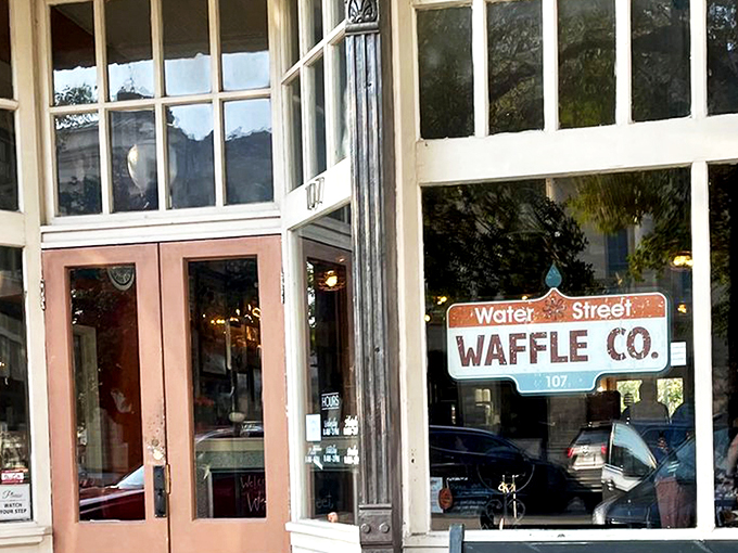 The turquoise storefront of Water Street Waffle Co beckons like a portal to breakfast nirvana. Downtown Belton's tastiest secret hides in plain sight.