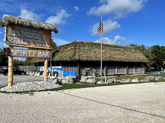 The thatched roof and blue ramp welcome you like an old friend. This is Florida Keys authenticity at its finest&mdash;no pretense, just promises of great food ahead.