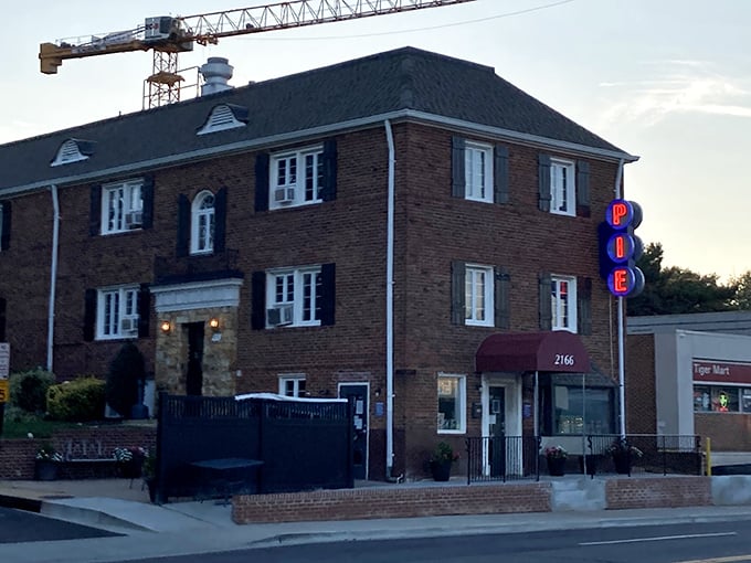 The unassuming brick fortress of flavor doesn't telegraph its delicious secrets. Like Clark Kent's glasses, this modest exterior hides superhero-level pie powers.