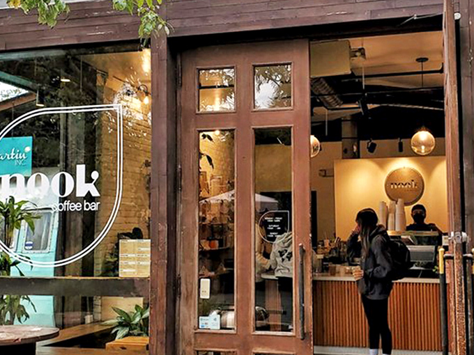 The cozy wooden doorway to Nook feels like a portal to another dimension&mdash;one where mediocre coffee is banned and flavor reigns supreme.