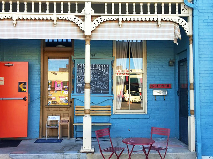 The blue Victorian facade of Ghostlight Coffee isn't just eye-catching&mdash;it's a promise that what awaits inside isn't your average caffeine pit stop.