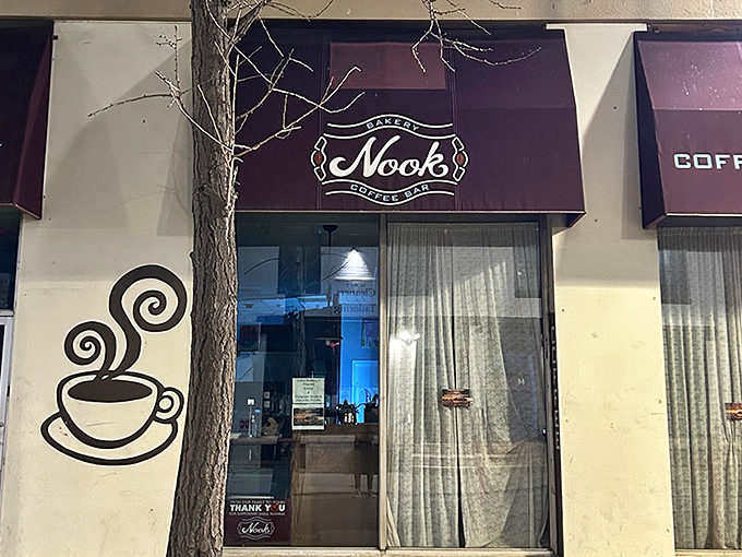 The iconic burgundy awnings and whimsical steaming coffee cup mural welcome you to this Philadelphia treasure &ndash; like a caffeinated beacon for the weary traveler.