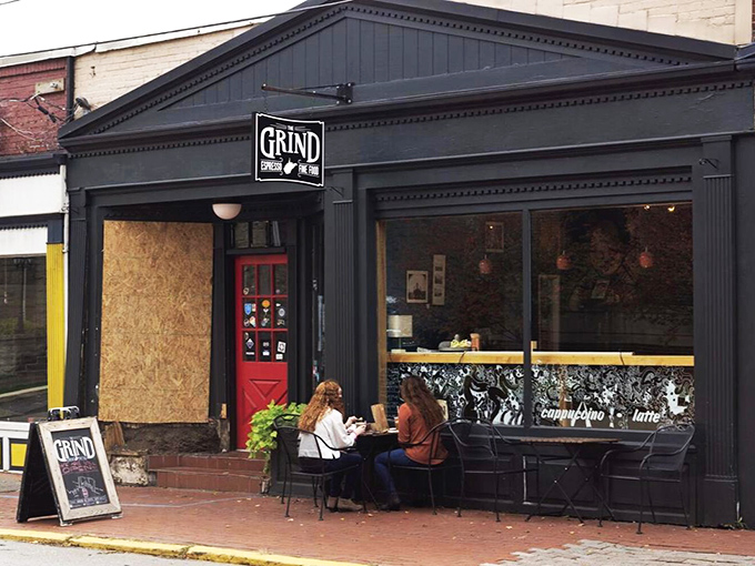 The unassuming storefront of The Grind beckons from Morgantown's brick sidewalks like a caffeine-fueled lighthouse for weary travelers.