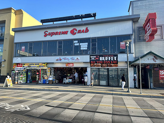 The unassuming storefront of Supreme Crab beckons like a siren call to seafood lovers. No fancy frills needed when what's inside matters most.