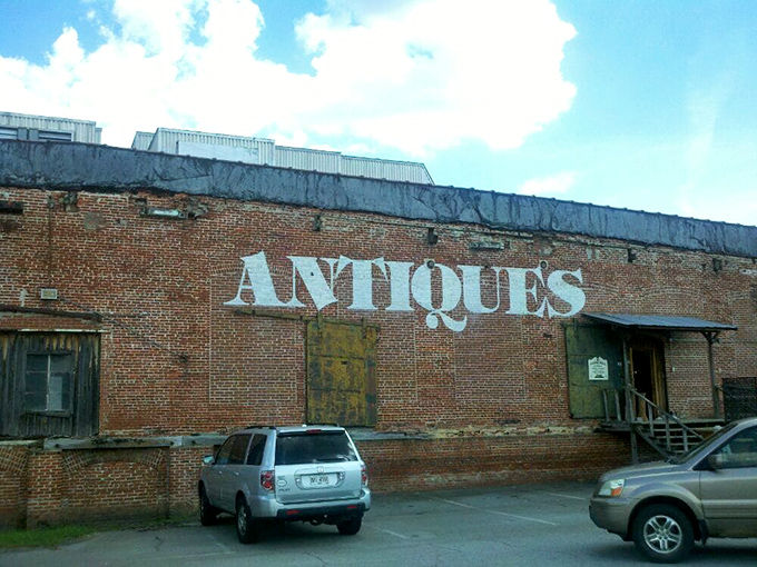 The brick facade proudly announces your mission for the day—treasure hunting in what feels like Georgia's answer to Aladdin's cave.