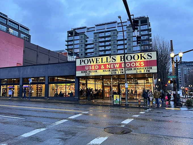 The iconic yellow and red sign beckons bibliophiles like a literary lighthouse. "Good Will. Good Cheer. Good Books." Truer words were never displayed.