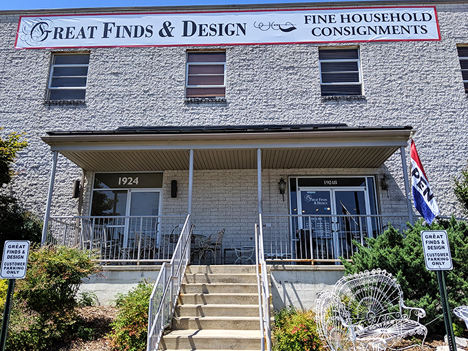 The unassuming exterior of Great Finds & Design belies the treasure trove within. Like a speakeasy for furniture enthusiasts, this Timonium gem rewards those who venture inside.