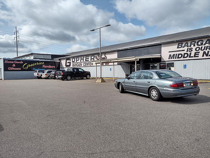 That cheerful gopher mascot on the building exterior promises adventures in bargain hunting await inside.