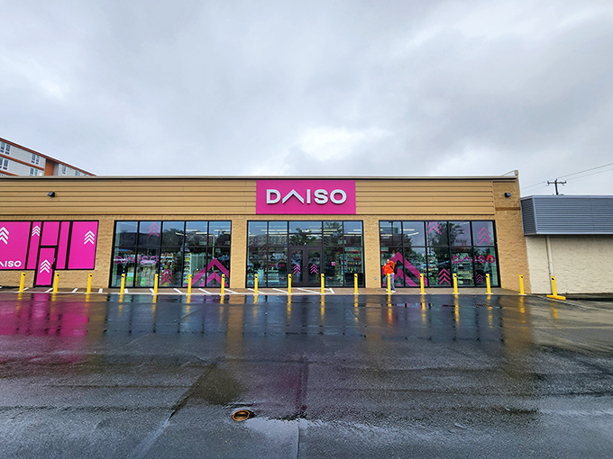 Daiso's vibrant pink storefront on Aurora Avenue stands out like a beacon of bargain-hunting hope in Seattle's often gray landscape.