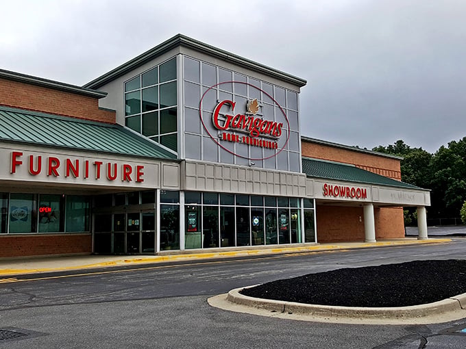 The iconic Gavigan's storefront stands proud in Glen Burnie, its gray and red exterior promising furniture adventures within. Like a beacon for weary sofas seekers everywhere.