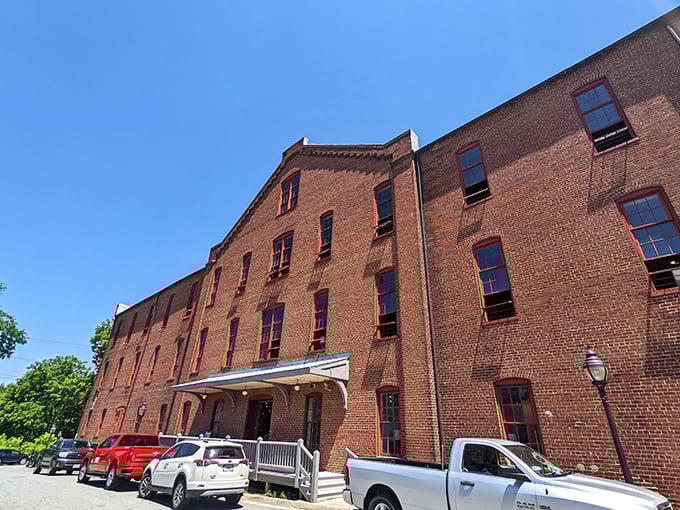 Historic brick warehouses transformed into furniture wonderlands - where Farmville's industrial past meets design-forward present with stunning architectural character.