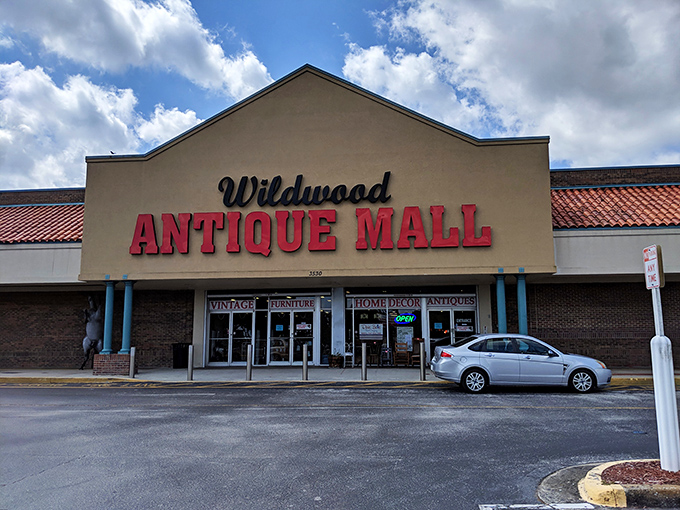 The unassuming exterior of Wildwood Antique Mall belies the treasure trove within&mdash;like finding a portal to the past hidden in a Florida strip mall.