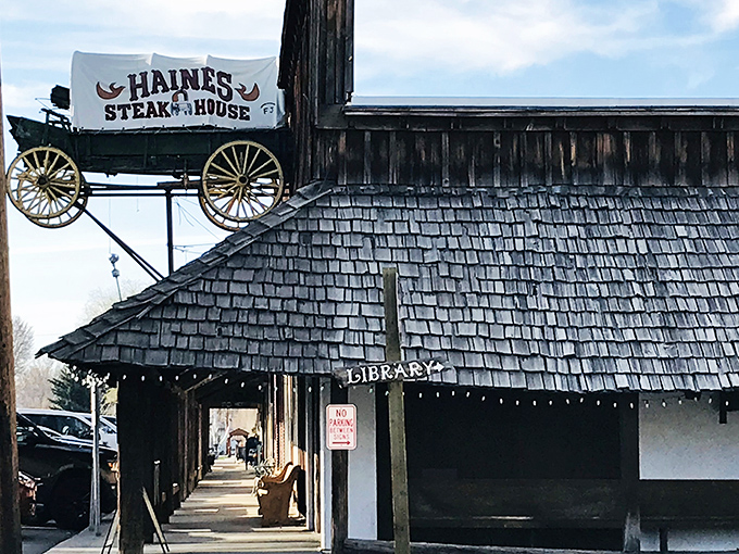 The iconic covered wagon sign perched atop Haines Steak House isn't just decoration&mdash;it's a beacon calling hungry travelers from across Eastern Oregon's vast landscape.