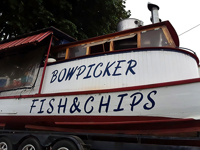 The Bowpicker stands proudly on land like a fish out of water&mdash;a retired gillnetter boat transformed into Astoria's most unique culinary destination.