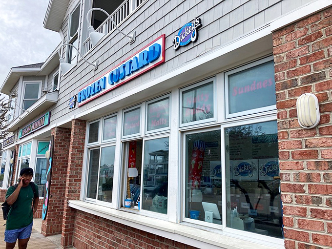 Beachfront paradise for frozen custard enthusiasts! Dickey's classic boardwalk storefront promises sweet relief from the Delaware summer heat.