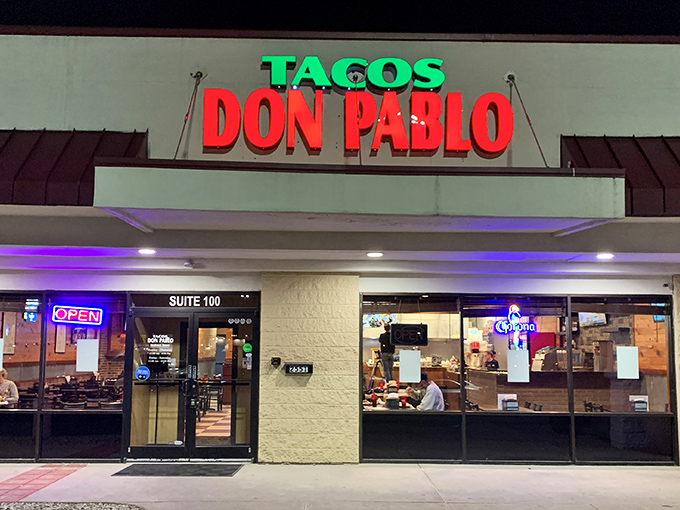 The unassuming exterior of Tacos Don Pablo might not win architectural awards, but inside awaits a flavor fiesta that will have you planning your next visit before leaving.
