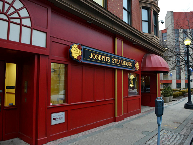 The unassuming brick fa&ccedil;ade of Joseph's Steakhouse hides culinary greatness like Clark Kent's glasses hide Superman. Classic signage promises old-school excellence. 