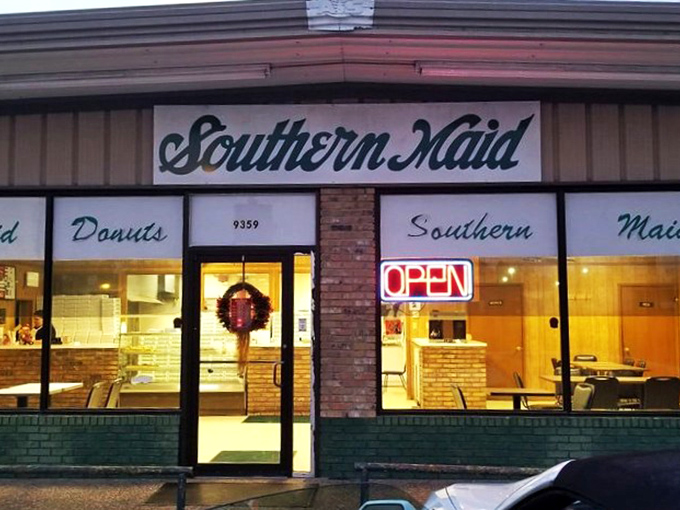 The unassuming brick facade of Southern Maid Donuts stands as a testament that greatness doesn't need flashy advertising—just decades of donut perfection.