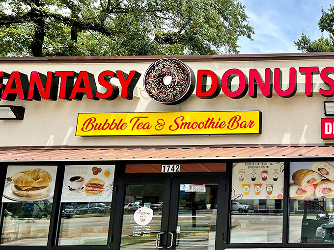 The unassuming exterior of Fantasy Donuts belies the culinary treasures within. Early birds line up before dawn for first dibs on freshly fried delights. 