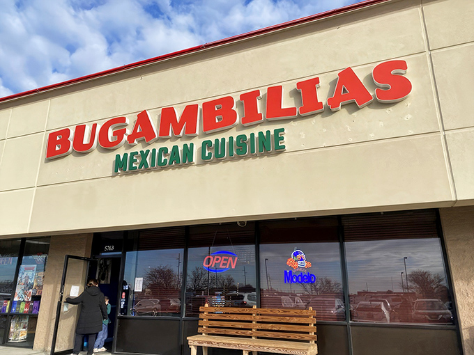 The unassuming storefront might fool you, but that bold red sign is like a beacon calling to serious enchilada enthusiasts across the Hoosier state.