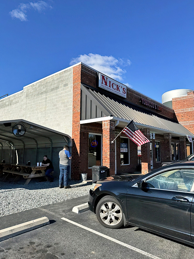 The humble brick exterior of Nick's might not scream "burger mecca," but locals know that culinary treasures often hide behind modest facades.