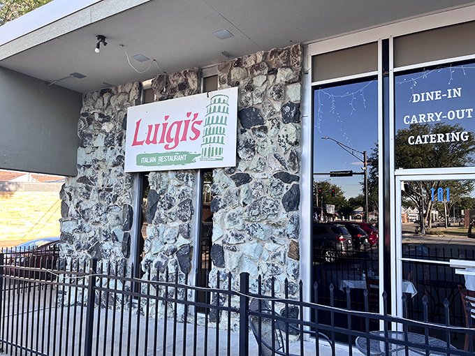 Luigi's stone facade welcomes hungry patrons with its iconic leaning tower sign&mdash;a little slice of Pisa right in Bellevue.