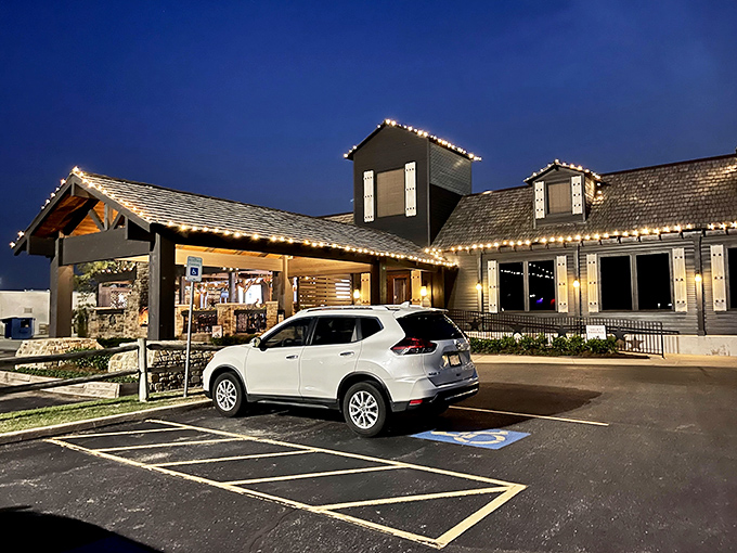 The rustic-meets-refined exterior of Ranch Steakhouse stands as Oklahoma City's temple to exceptional beef, promising carnivorous delights within those welcoming walls.