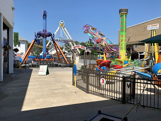 Colorful thrill rides stand ready for action at Funland, where summer memories are manufactured daily on Rehoboth's beloved boardwalk.