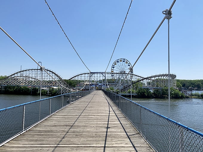 The wooden beauty of Hoosier Hurricane looks even more impressive against Indiana's sky&mdash;proof that roller coaster architecture is its own magnificent art form.