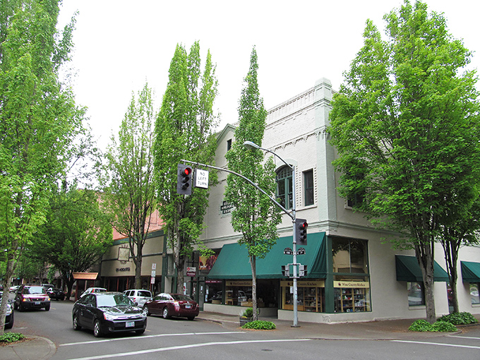 Historic charm meets small-town magic on McMinnville's tree-lined streets, where brick buildings house treasures waiting to be discovered.