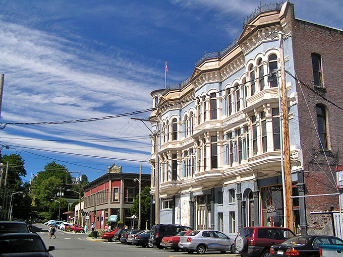The Hastings Building stands as Port Townsend's crown jewel of Victorian architecture, a reminder that sometimes being abandoned by railroads has its silver linings.