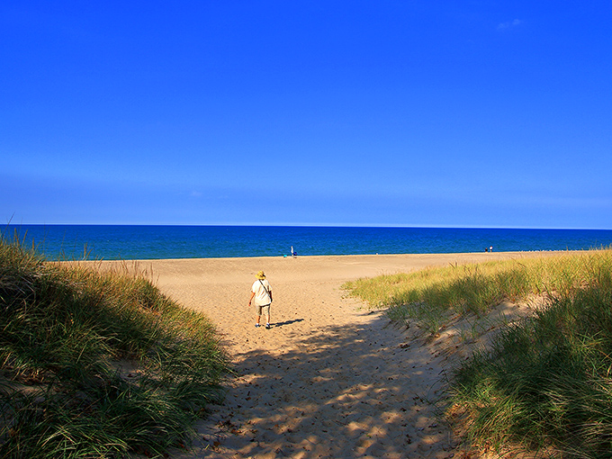Where the sky meets water in perfect harmony. Lake Michigan's azure waters create a Caribbean-like mirage that makes you forget you're in Indiana.