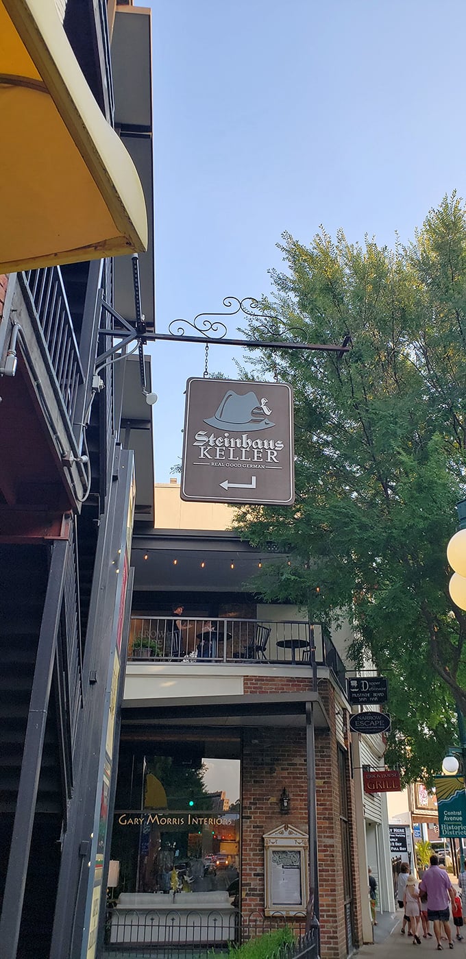 The entrance to culinary paradise isn't pearly gates, but a humble staircase leading to this underground German oasis in Hot Springs.