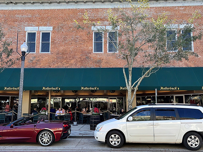 Historic downtown Sanford welcomes you with its charming clock tower and Hollerbach's iconic green awning. German gem&uuml;tlichkeit awaits just steps from these brick-paved streets.