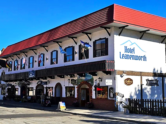 The Bavarian-style exterior of M&uuml;nchen Haus welcomes visitors with its charming wooden details and inviting fire pits&mdash;Germany's soul transplanted to Washington's mountains. 