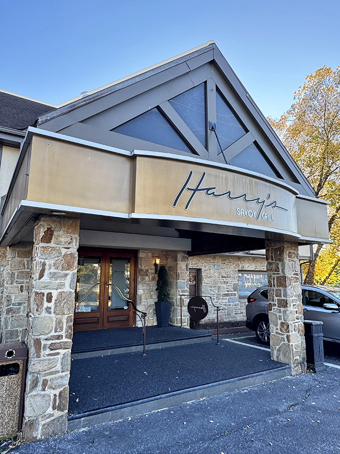 The stone facade and warm wooden doors of Harry's Savoy Grill welcome you like an old friend who happens to have exceptional taste in architecture.