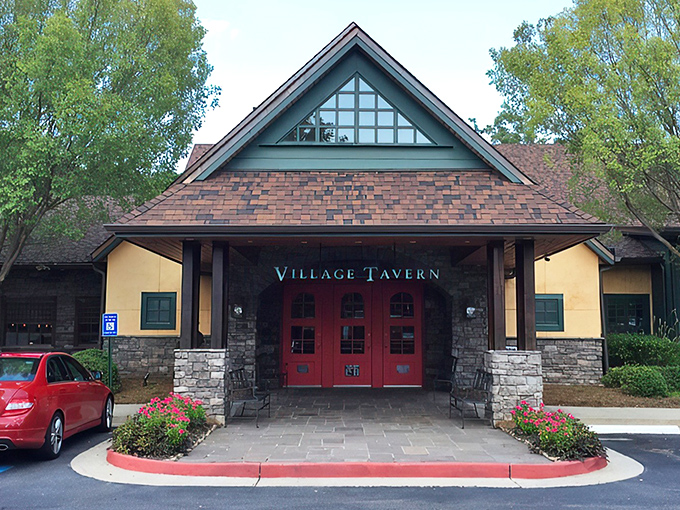 Those iconic red doors might as well have a sign that reads "Prime Rib Pilgrimage Starts Here." The stone fa&ccedil;ade and peaked roof promise comfort before you even step inside.