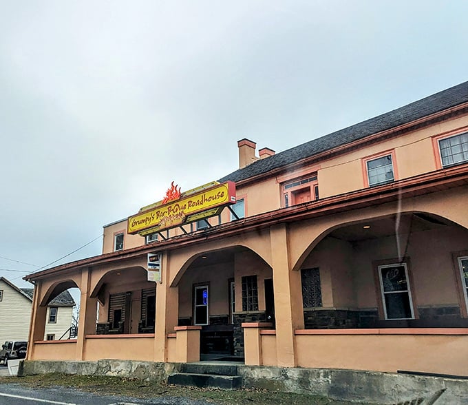 The peachy-pink exterior of Grumpy's stands like a barbecue beacon in Allentown. Don't let the name fool you&mdash;there's nothing but happiness waiting inside.